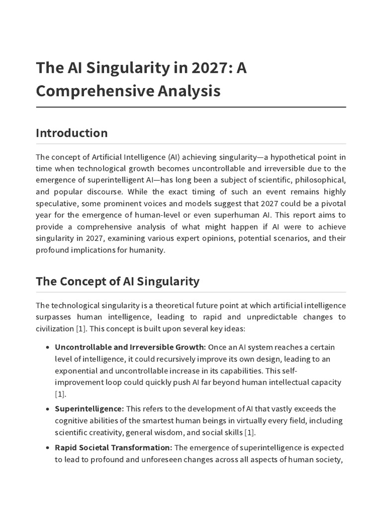 AI Singularity Predictions for 2027 | PDF | Technological Singularity ...