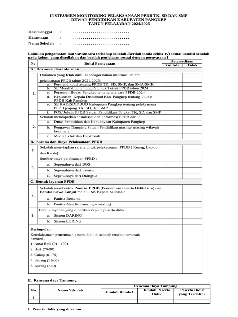 INSTRUMEN_MONEV_PPDB SMP_2024_FIX | PDF
