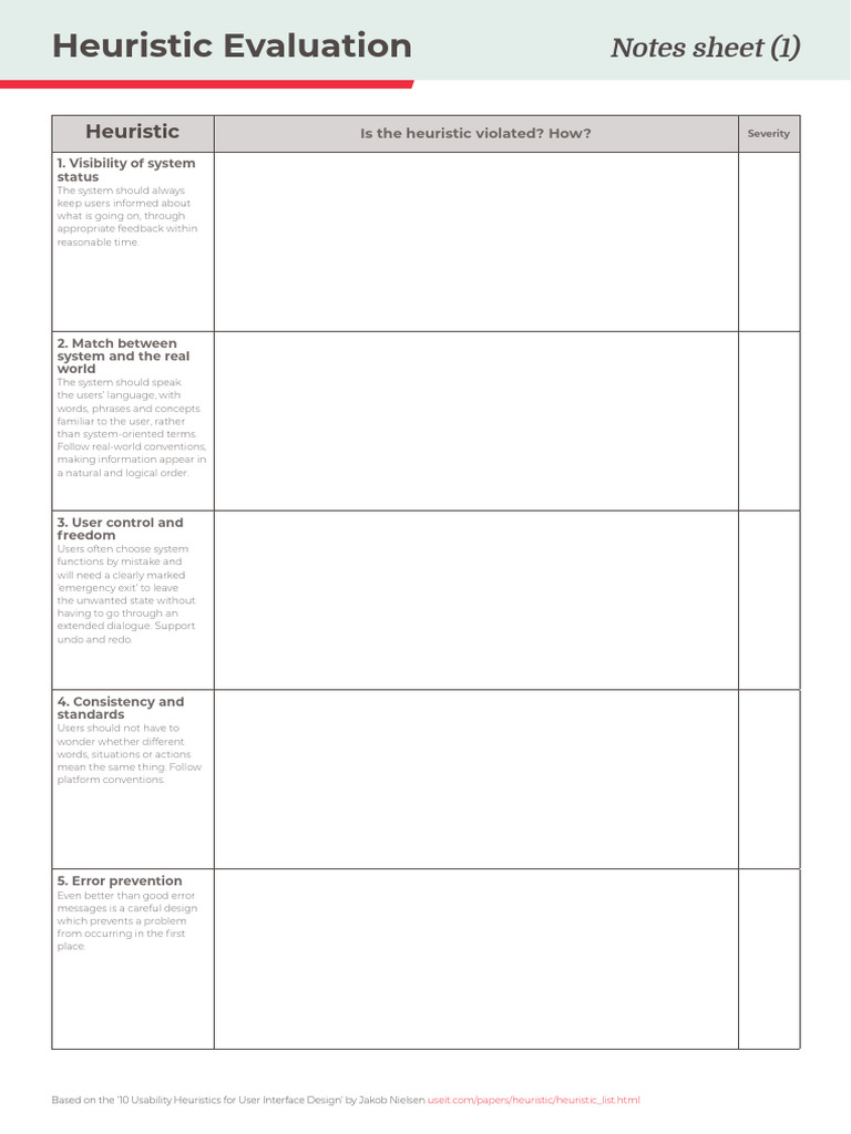 Heuristic Evaluation Template Guide | PDF | Usability | Information