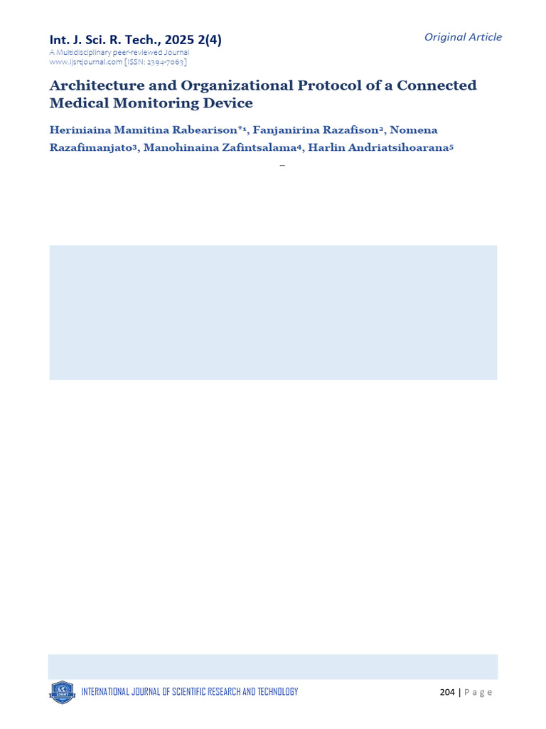 Architecture and Organizational Protocol of A Connected Medical ...