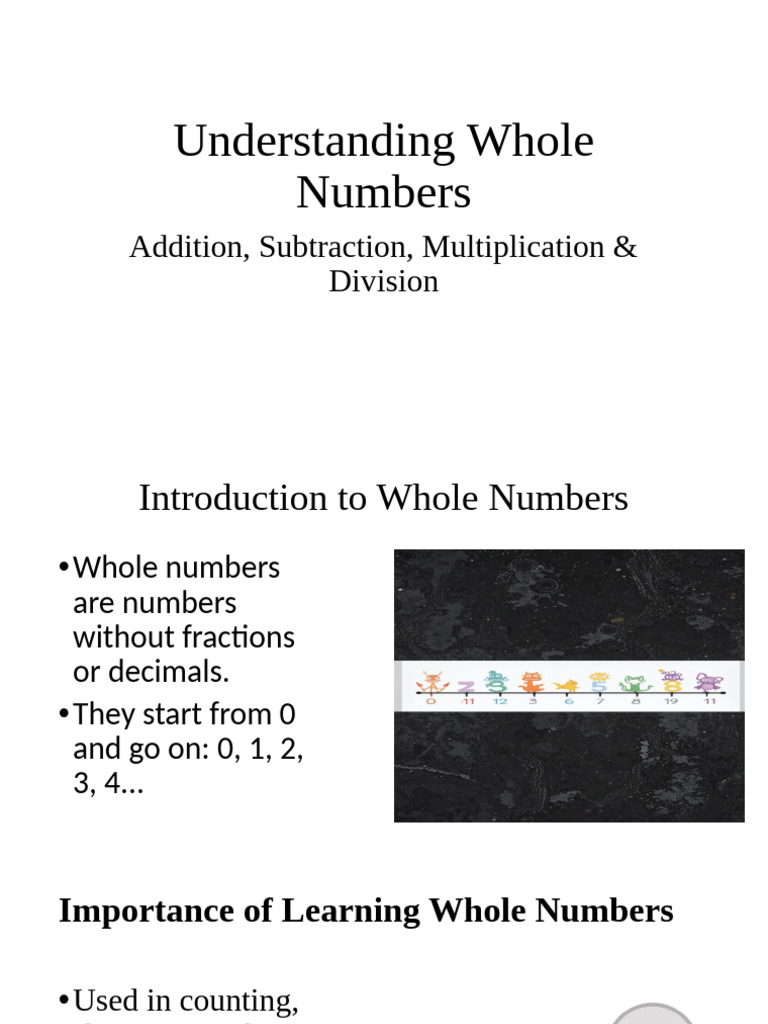 Whole Numbers: Addition to Division Guide | PDF | Subtraction ...