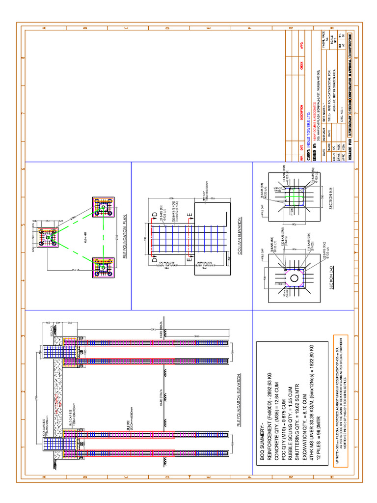 40m NBT Typical Pile Foundation Drawing With OD Bed | PDF