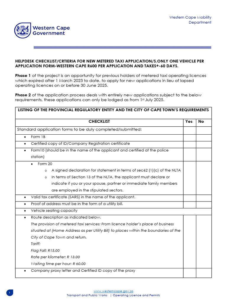 Metered Taxi Application Guidelines | PDF | Property | Apartment