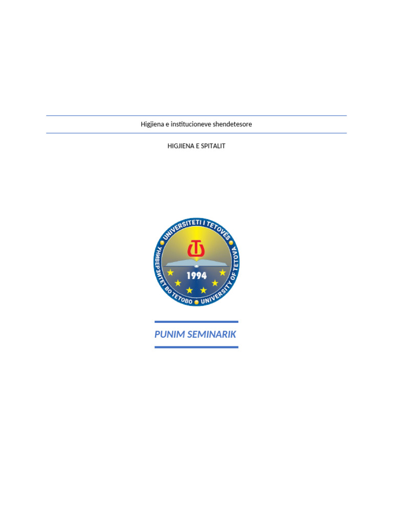 Higjiena e Institucioneve Shendetesore PUNIM | PDF