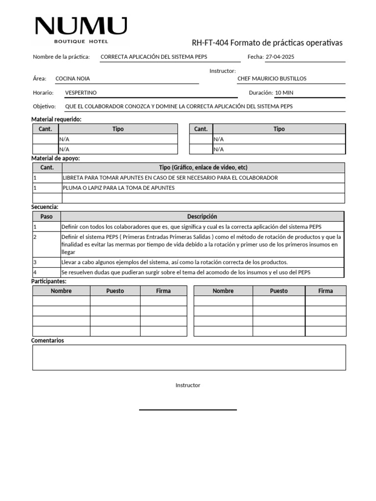 Practica Operativa Sistema Peps | PDF