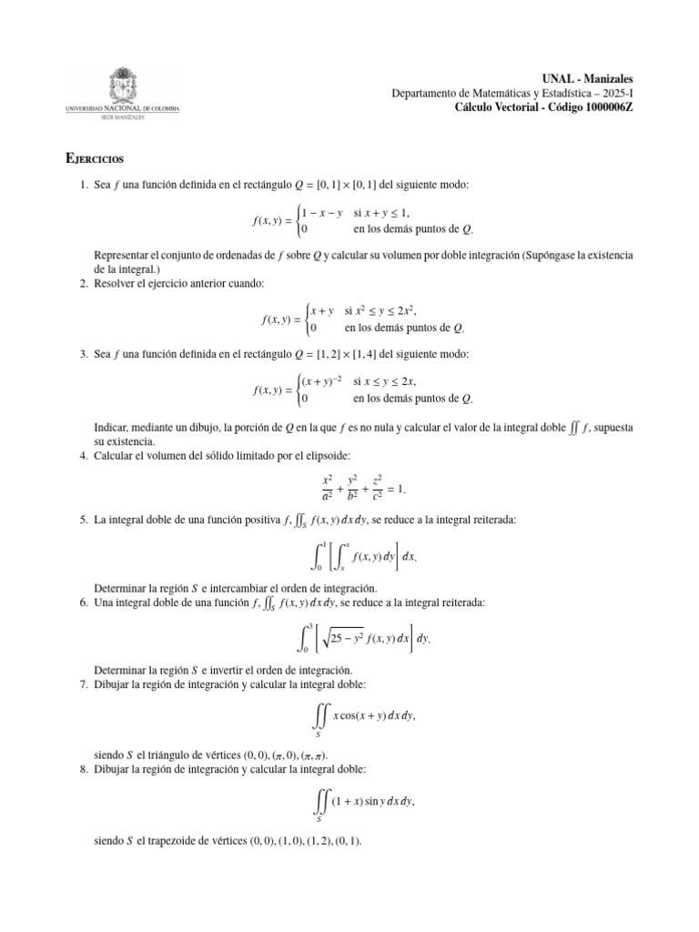 Calculo Vectorial Ejercicios Integral Doble | PDF | Integral | Cálculo