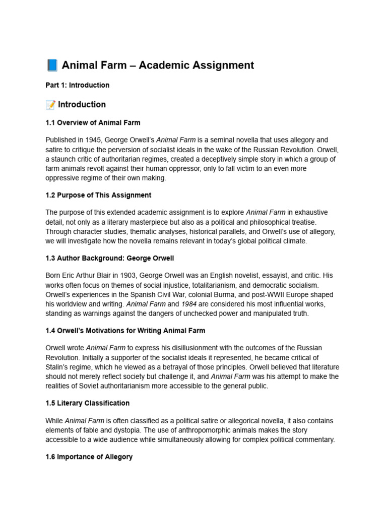 Animal Farm - Academic Assignment For Mooootiiii | PDF | Vladimir Lenin ...