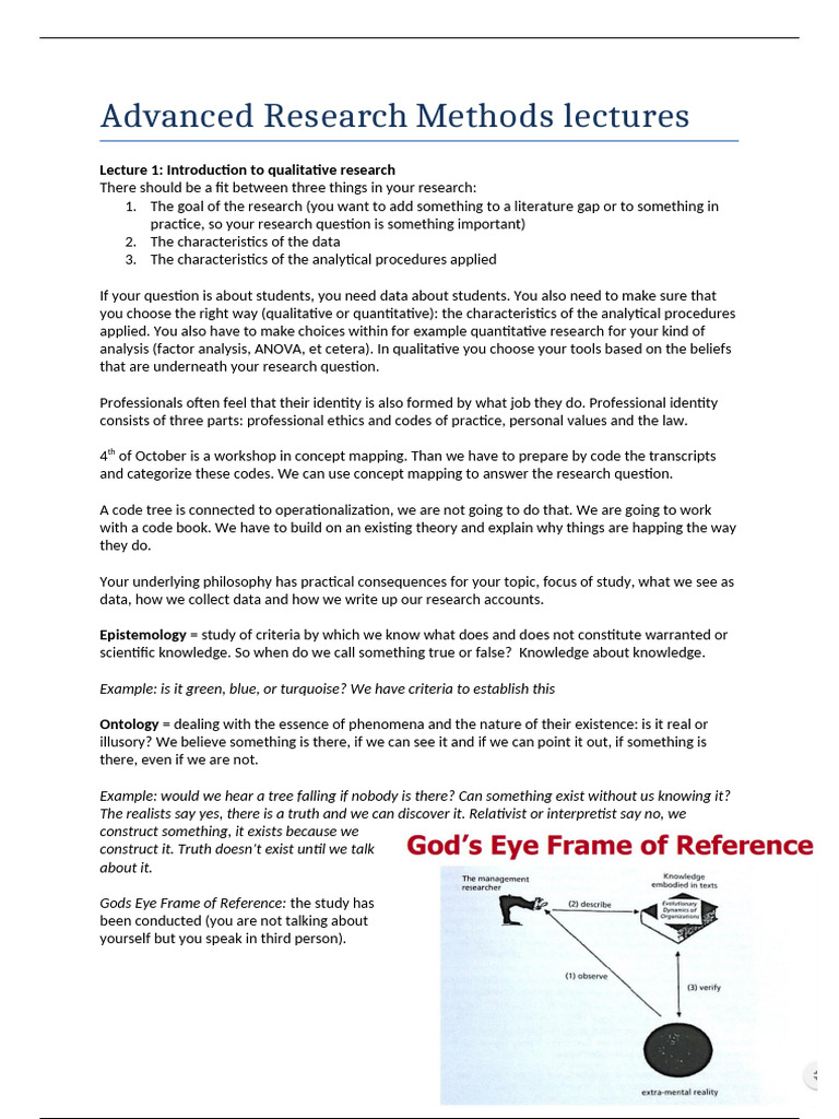 Advanced Research Methods Lectures | PDF | Reason | Inductive Reasoning