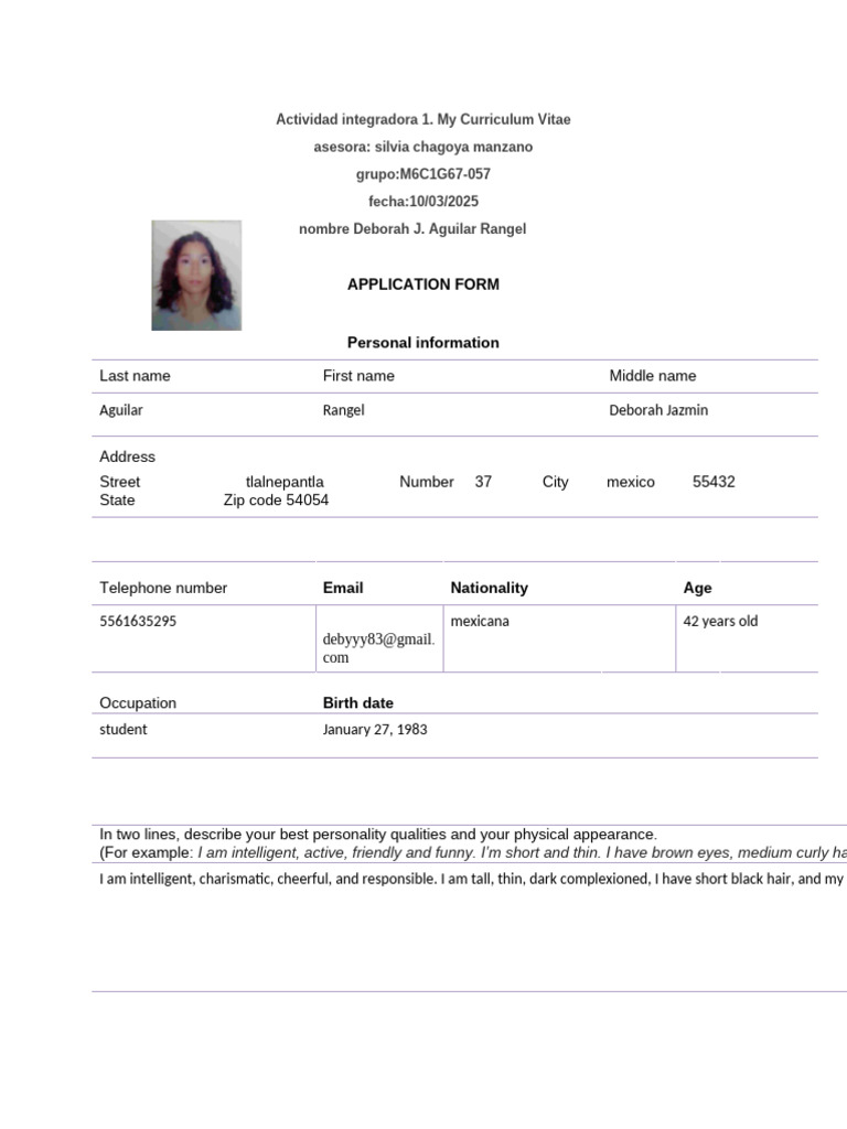 Actividad Integradora 1 My Curriculumvitae | PDF