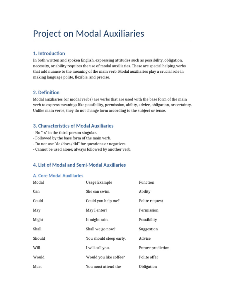Understanding Modal Auxiliaries in English | PDF | Linguistics | Semantics
