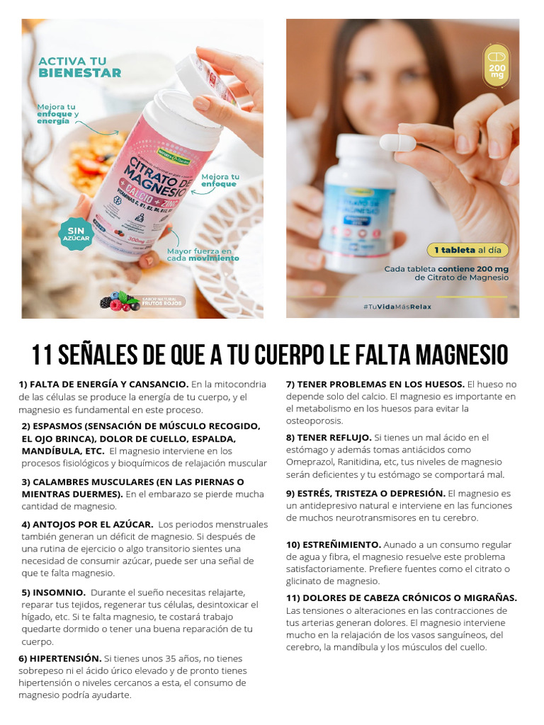 11 Señales de Que A Tu Cuerpo Le Falta Magnesio | PDF | Magnesio