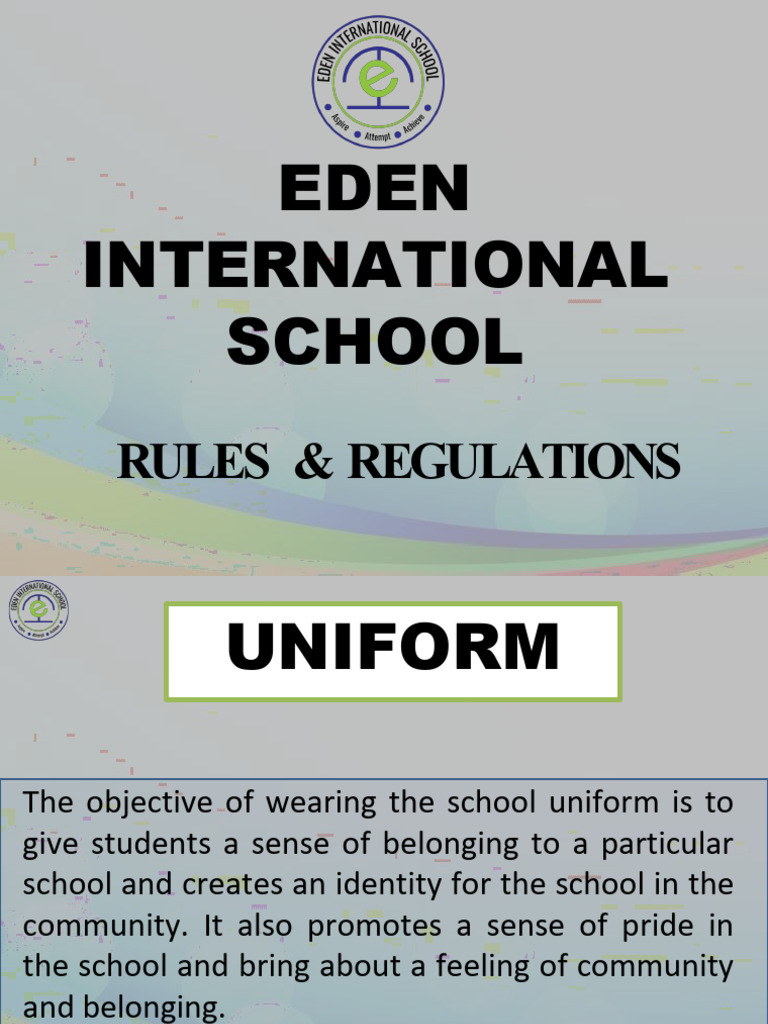 Eden International School Uniform Policy | PDF | Shoe | Fashion