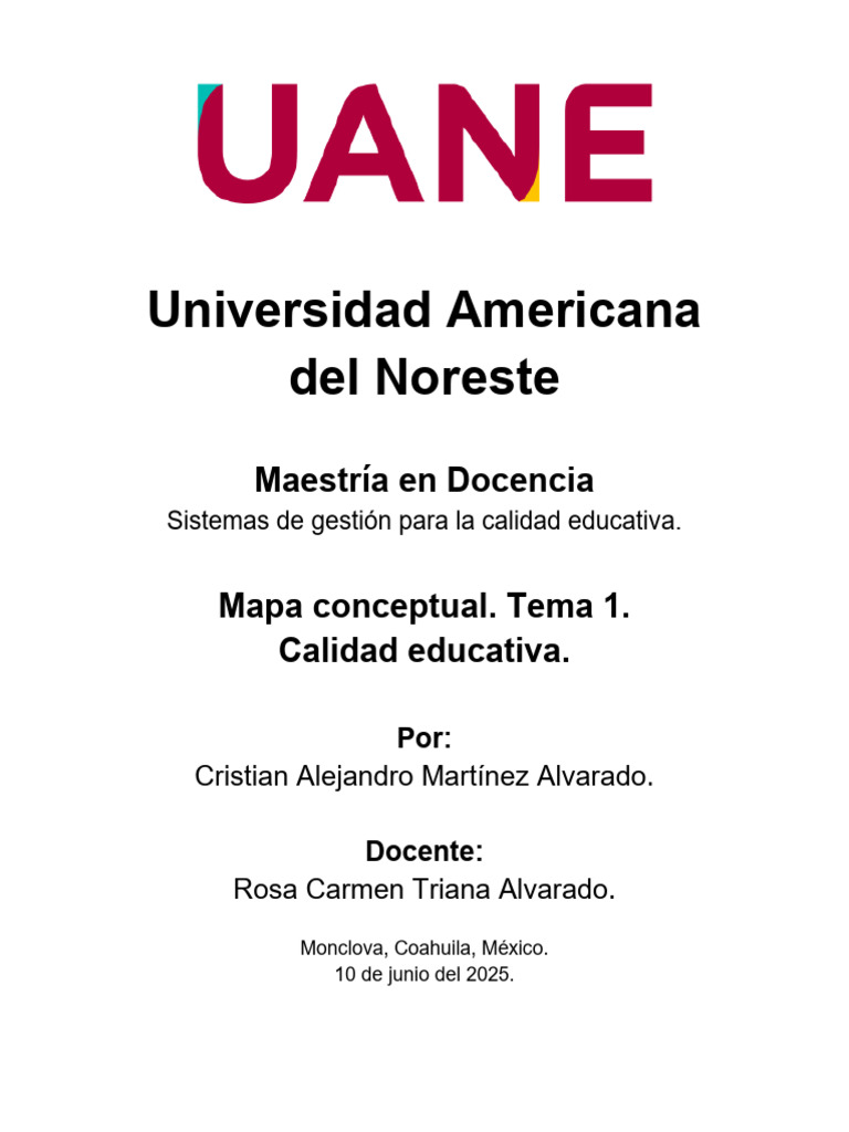 Mapa Conceptual Tema1. Calidad Educativa | PDF