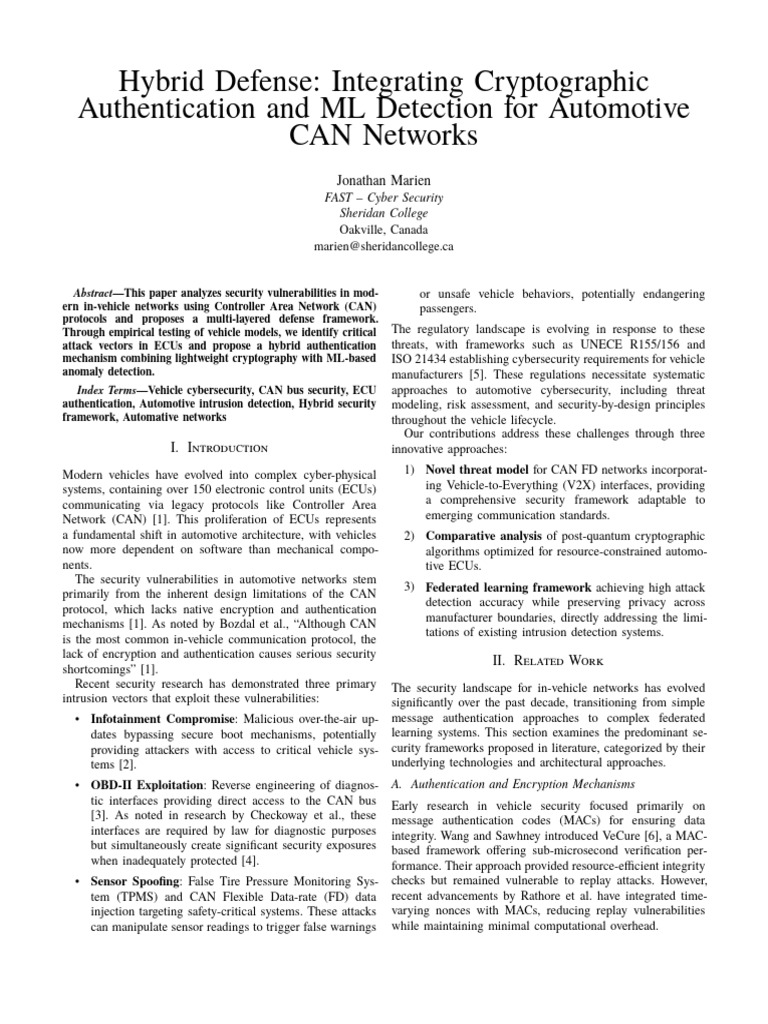 Hybrid Defense - Integrating Cryptographic Authentication and ML Detection For Automotive CAN ...