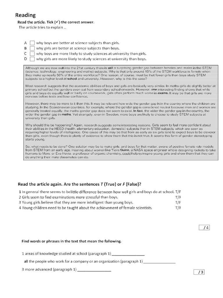 Reading Test | PDF