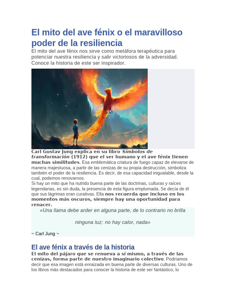 El ave fénix: símbolo de resiliencia | PDF