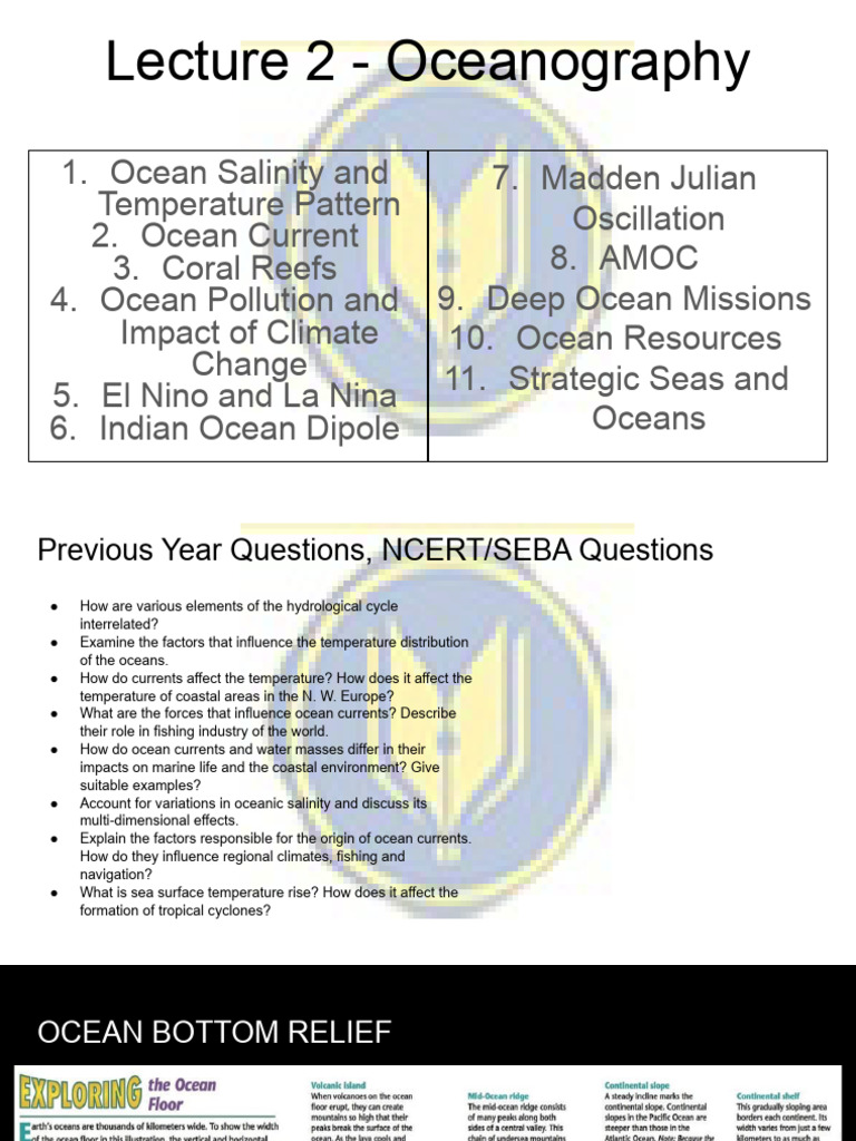 Oceanography: Salinity, Currents, and Reefs | PDF | Oceans | Coral