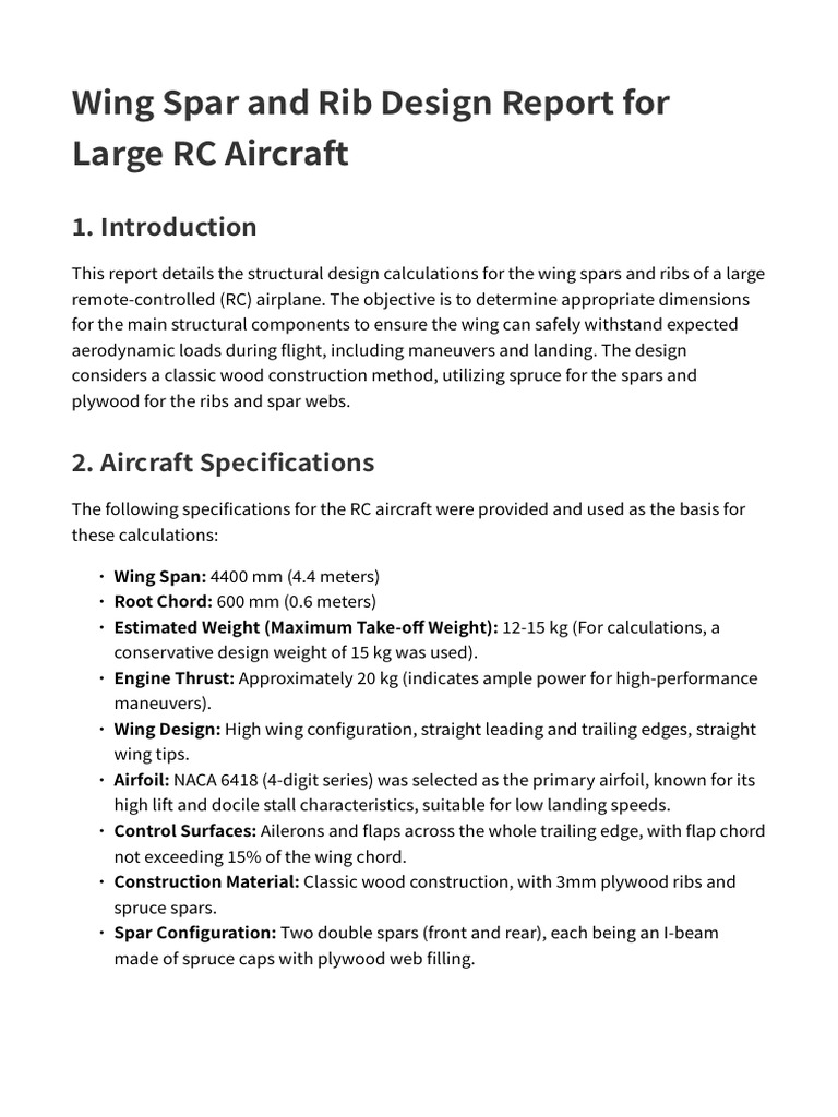 Wing Spar and Rib Design for RC Aircraft | PDF | Strength Of Materials ...