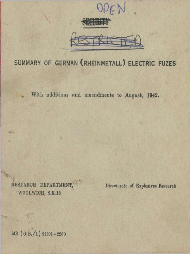 Summary of German Electric Fuzes | PDF | Fuze | Capacitor