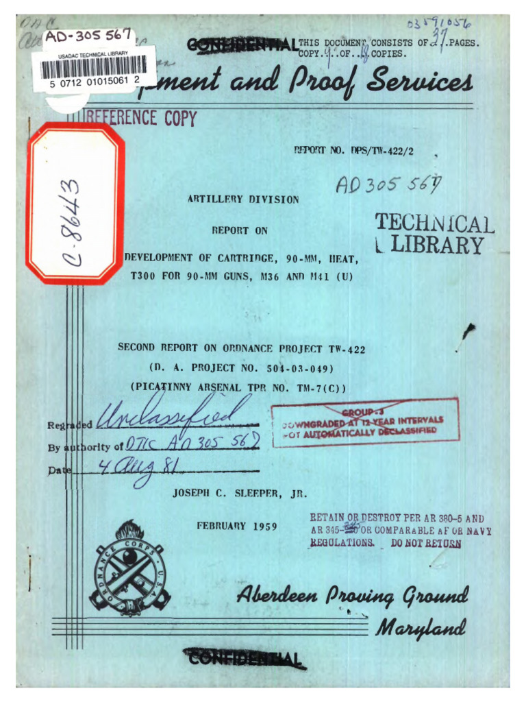 Development of Cartridge 90mm HEAT T300 | PDF | Shell (Projectile ...