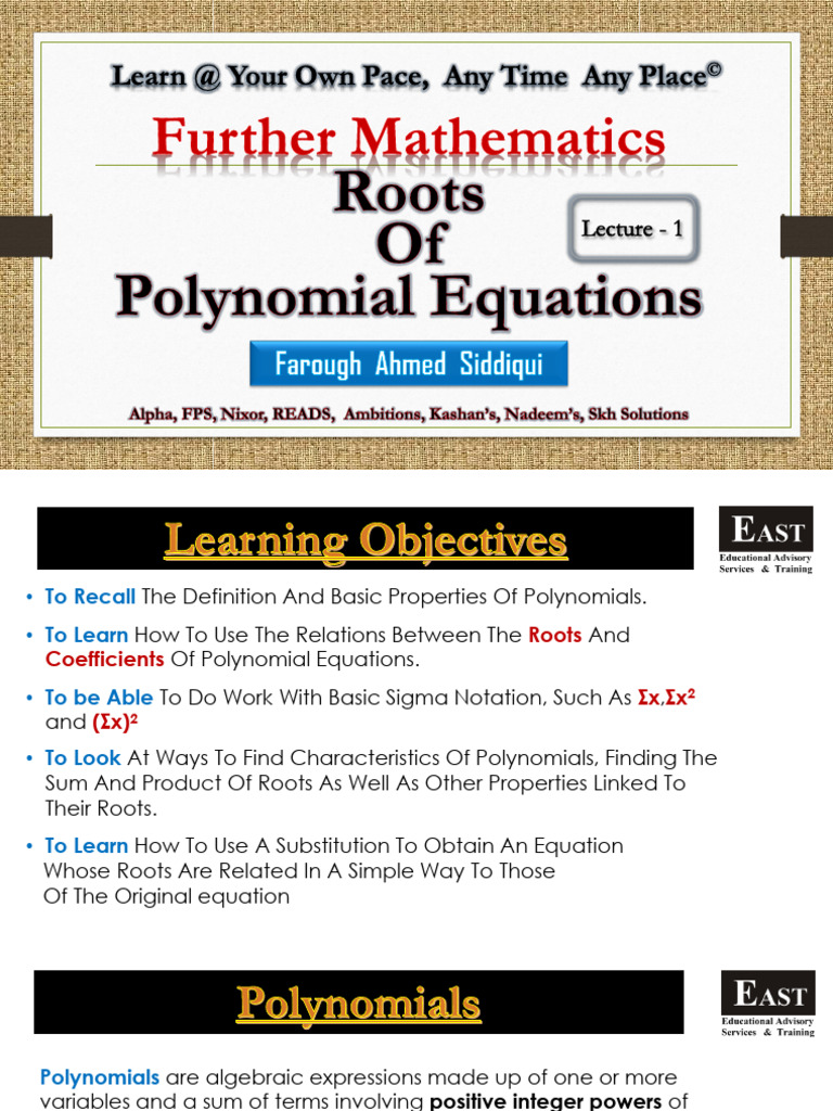 Roots of Polynomials Tutorial | PDF | Polynomial | Equations