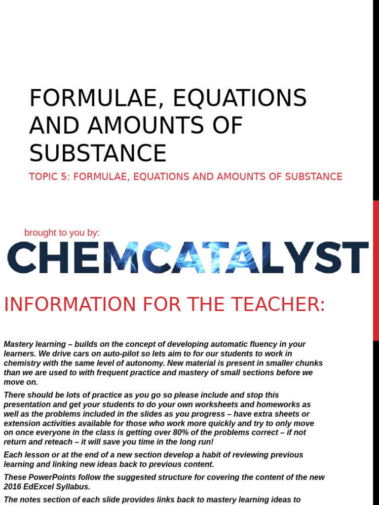 5 Formulae Equations and Amounts of Substance | PDF | Mole (Unit) | Materials