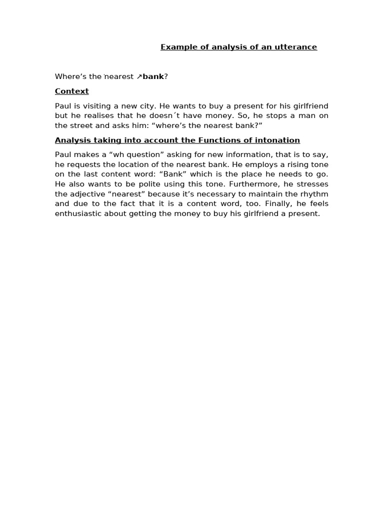 Example of Analysis of An Utterance | PDF