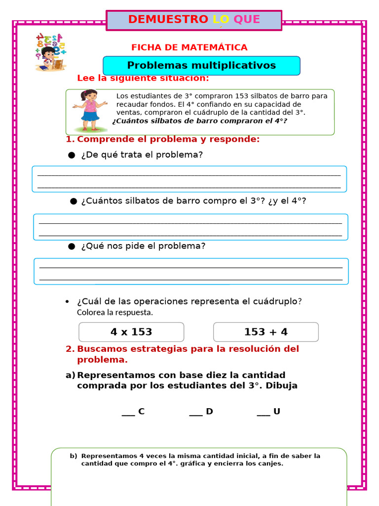 Ficha Mate - Problemas de Multiplicación | PDF