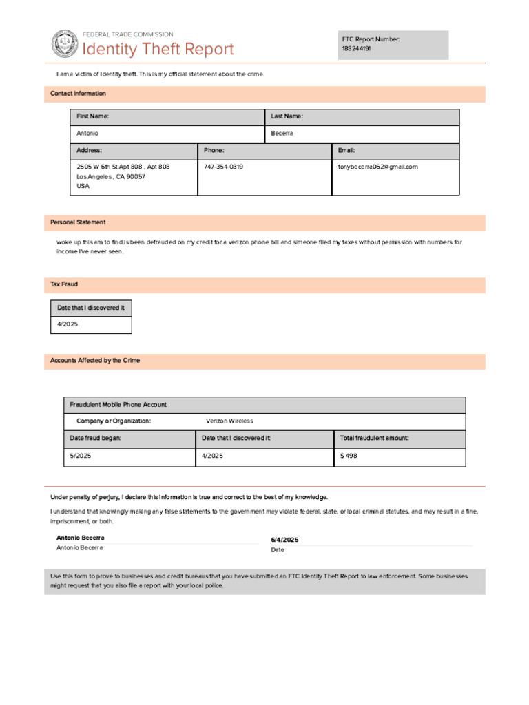 IdentityTheft - Gov - Dashboard | PDF