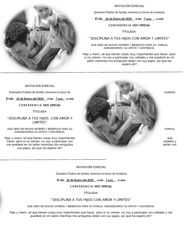 Invitaciones Padres De Familia Pdf