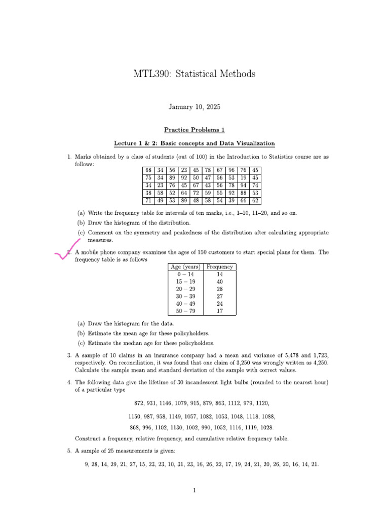 Problem Sheet 1 | PDF