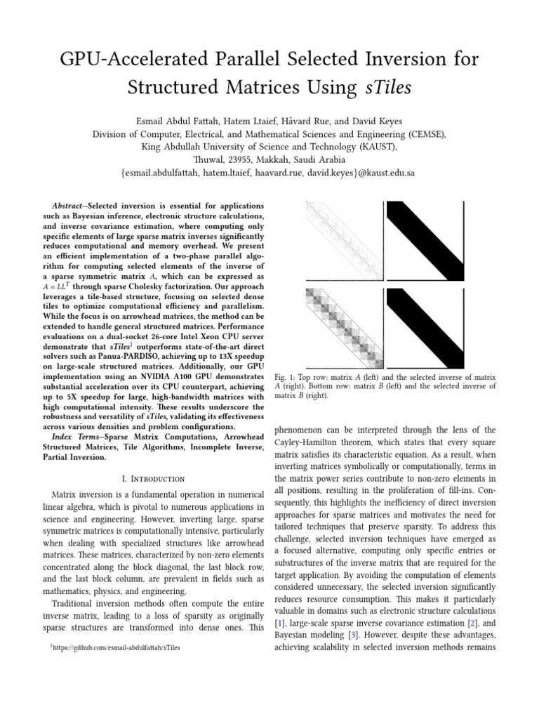 2025 - GPU-Accelerated Parallel Selected Inversion For | PDF | Matrix (Mathematics) | Inverse ...