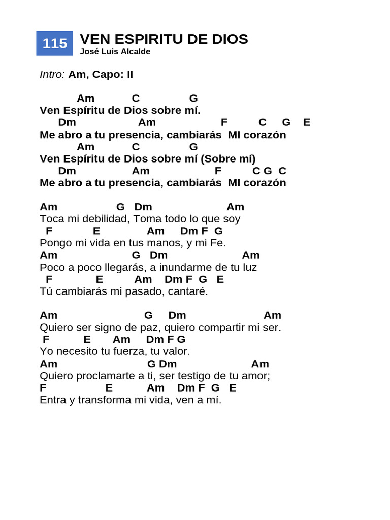 Ven Espiritu de Dios - Con Capo | PDF