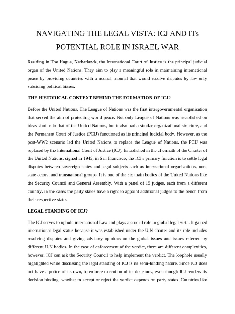 ICJ and Its Potential Role in Israel War | PDF | Courts | Separation Of ...