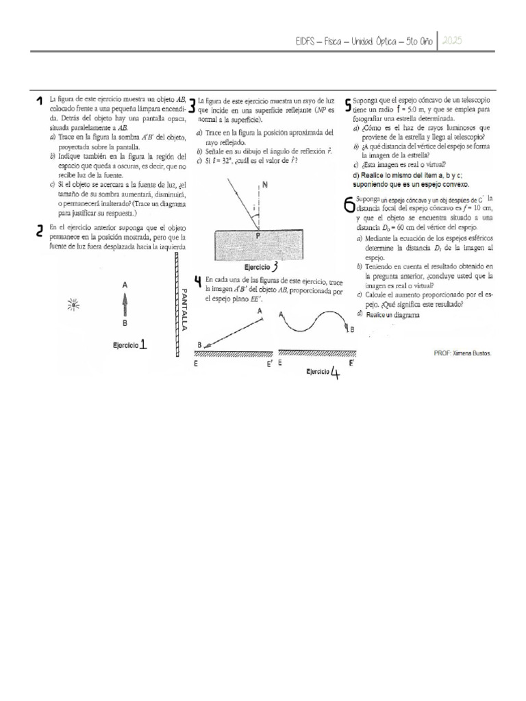 Ejercitación Espejos | PDF