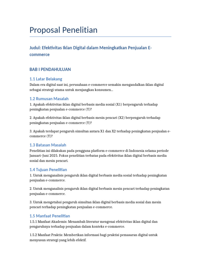 Proposal Tabel Definisi Operasional | PDF