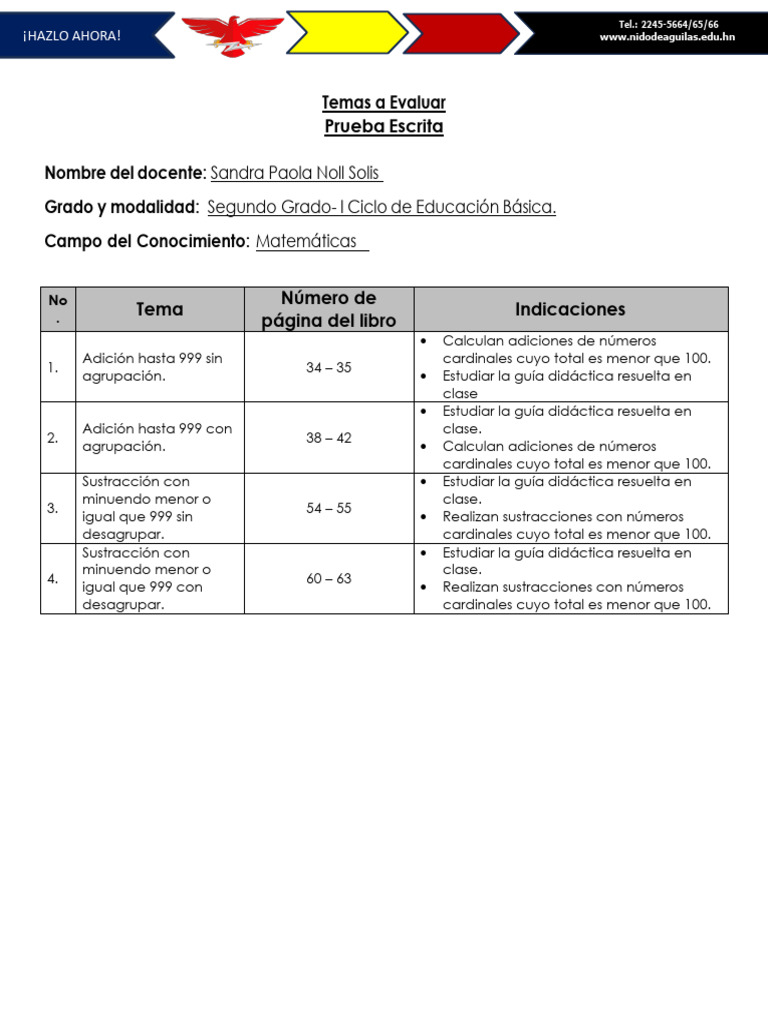 Temario - Matematicas Segundo Parcial | PDF | Sustracción