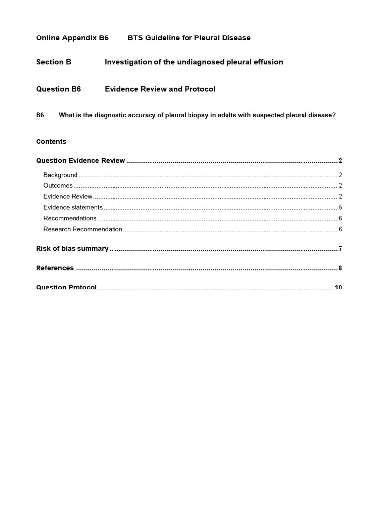 Online Appendix B6 (Pleural Disease) - Pleural Effusion Pleural Biopsy ...