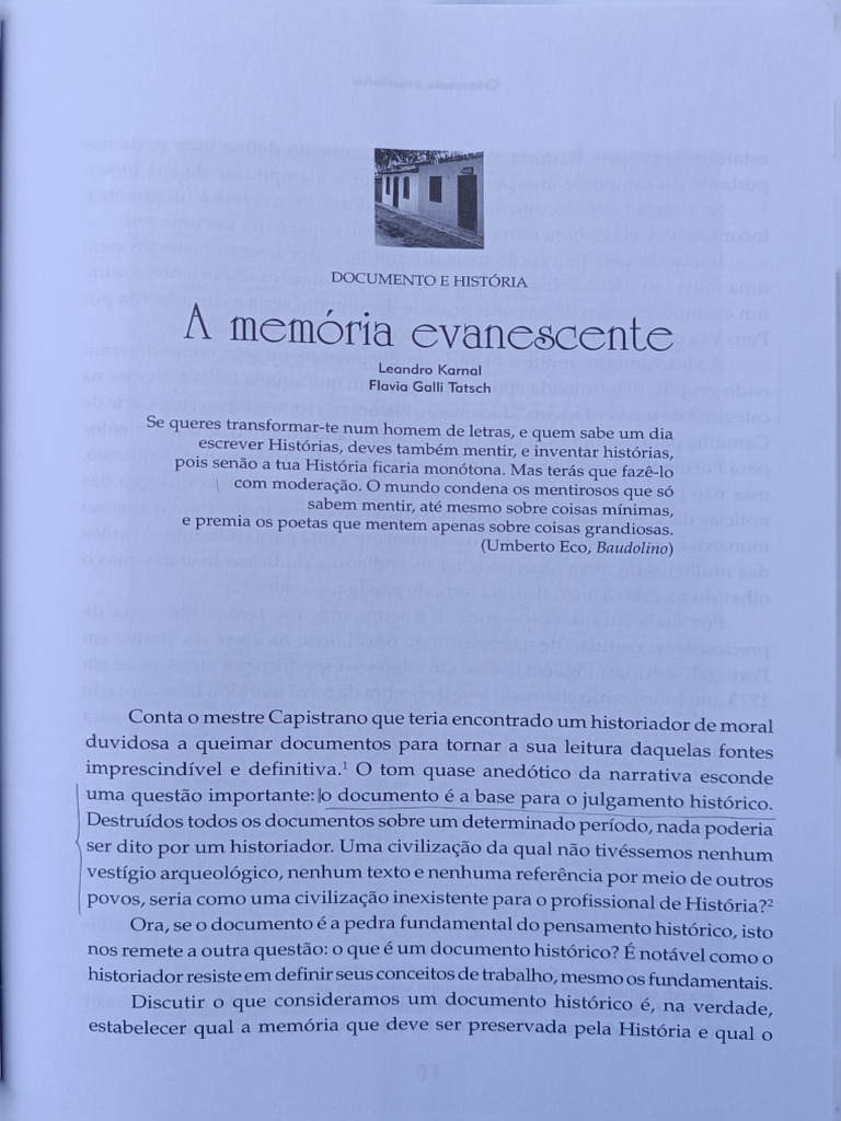 KARNAL Leandro TATSCH Flavio Galli. Documento e Histo769ria - A Memo769r | PDF