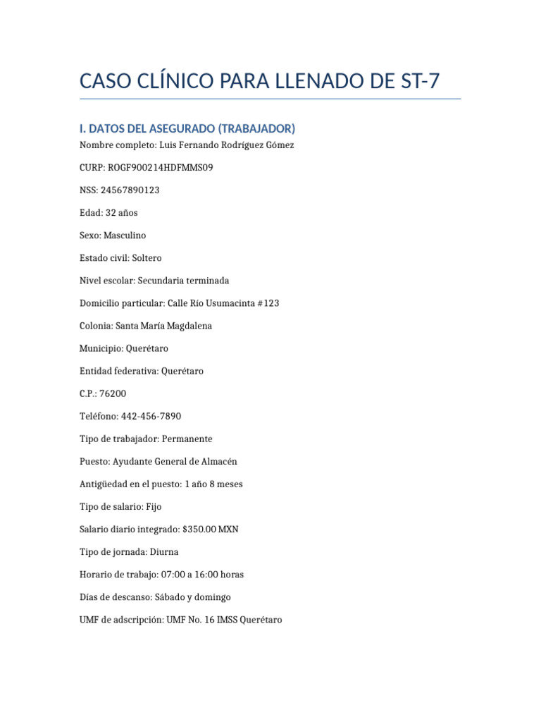 Caso Clinico ST7 Completo | PDF