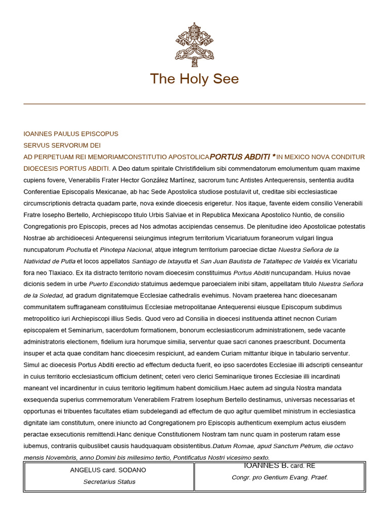 JP2 Constitution Apostolique - A-Deo-Datum | PDF