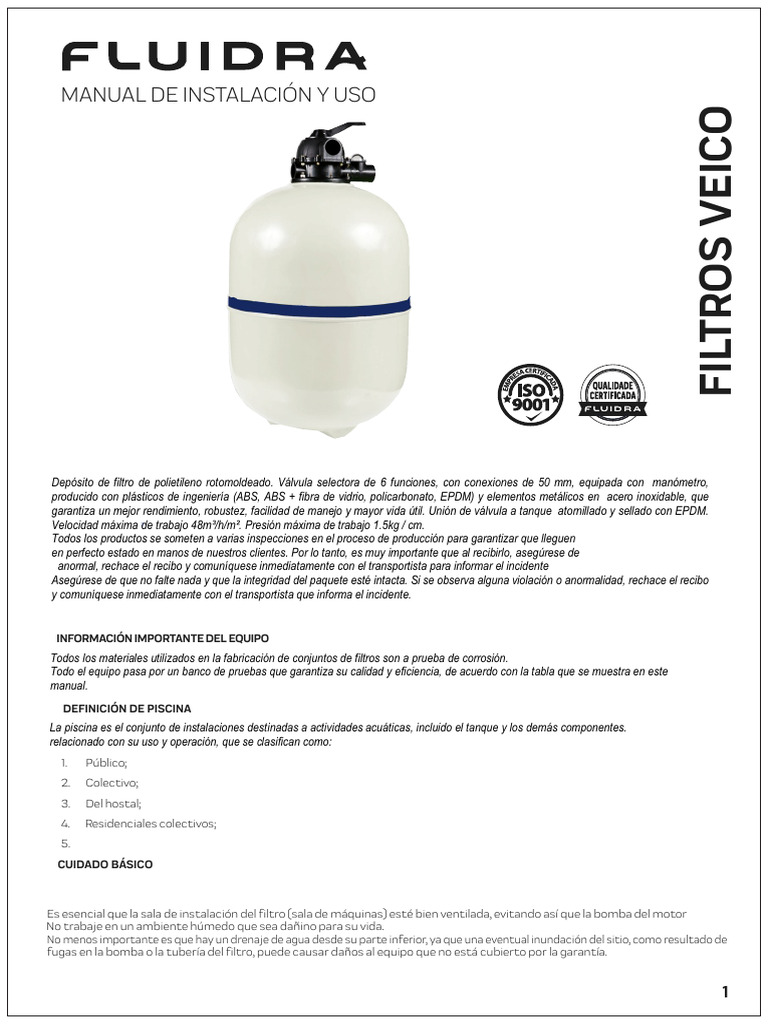 Ficha Tecnica Filtro Veico | PDF | Filtración | Piscina