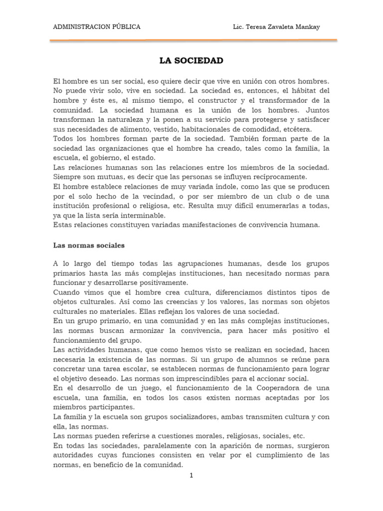 01 SOCIEDAD Separata | PDF | Sociedad | Institución