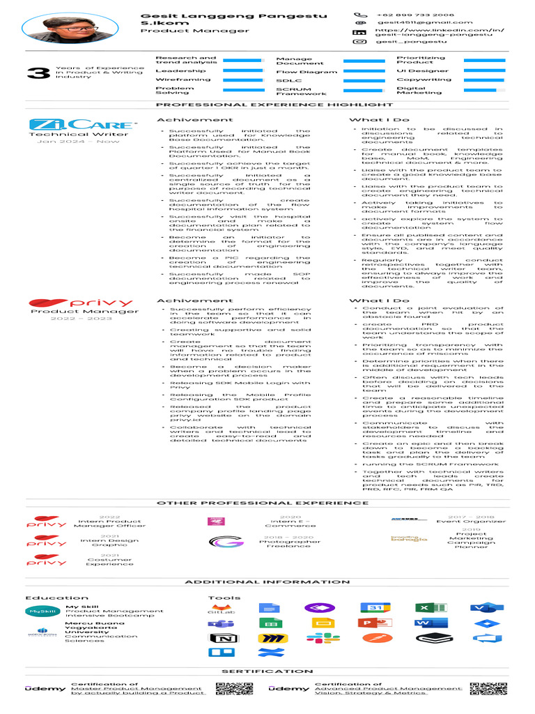 CV Gesit Langgeng Pangestu 2024 | PDF | Scrum (Software Development ...