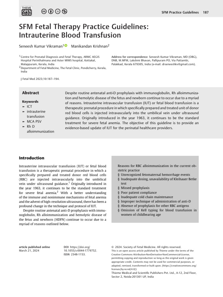 SFM Fetal Therapy Practice Guidelines Intrauterine | PDF | Immunology | Medical Specialties