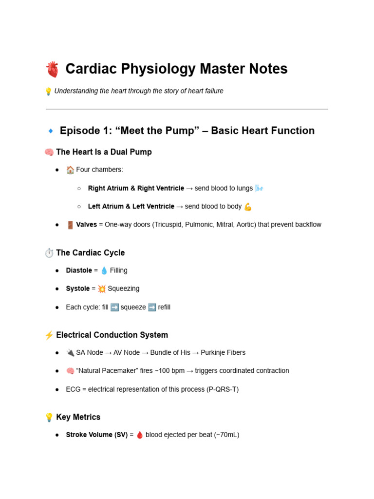 Cardiac Physiology Notes | PDF | Heart | Coronary Circulation