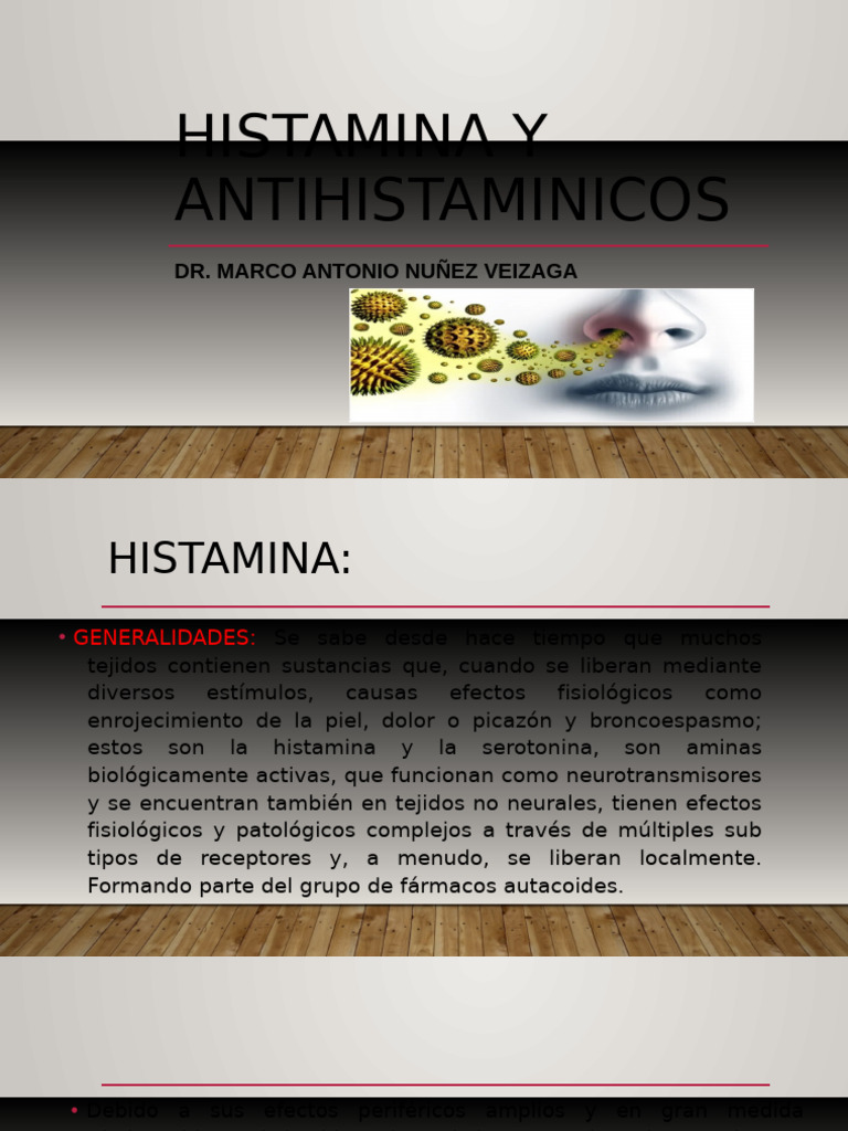 Histamina y Antihistamínicos: Funciones y Usos | PDF | Especialidades ...