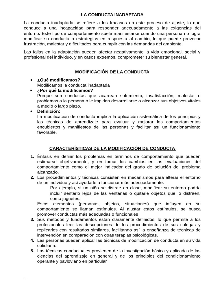 La Conducta Inadaptada - Sesion 3 | PDF | Comportamiento | Pensamiento