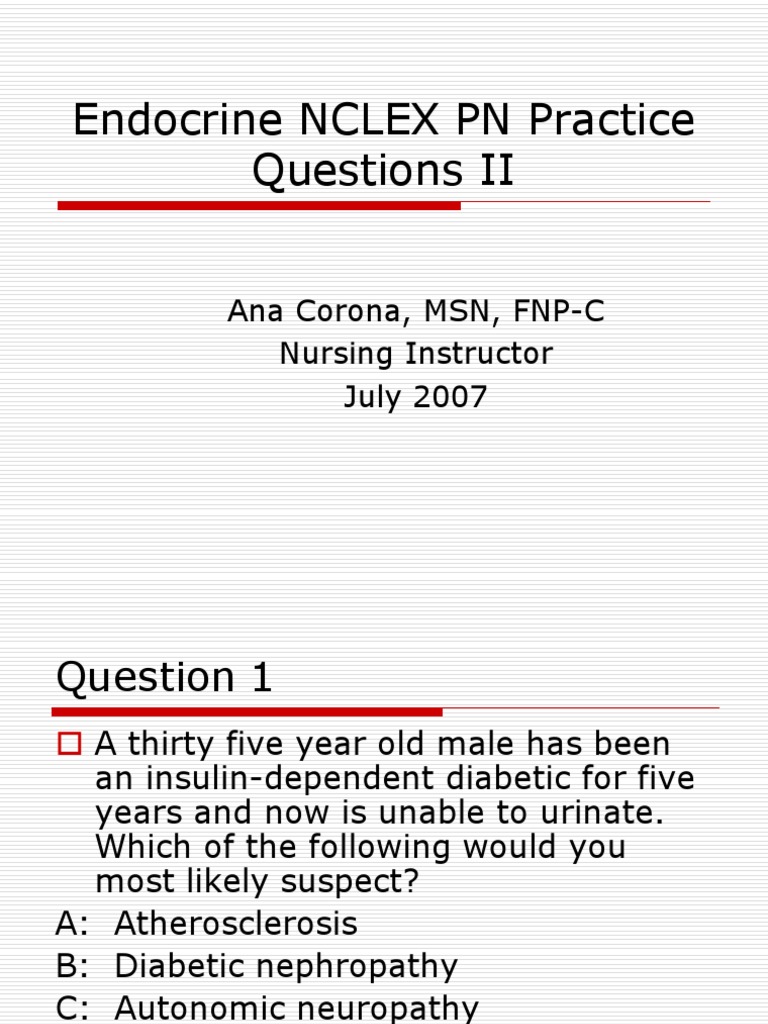 NCLEX PN Practice Questions II | PDF | Hypoglycemia | Blood Sugar