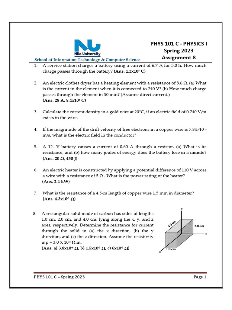 PHYS101-C Spring 2023 Assign 08 | PDF